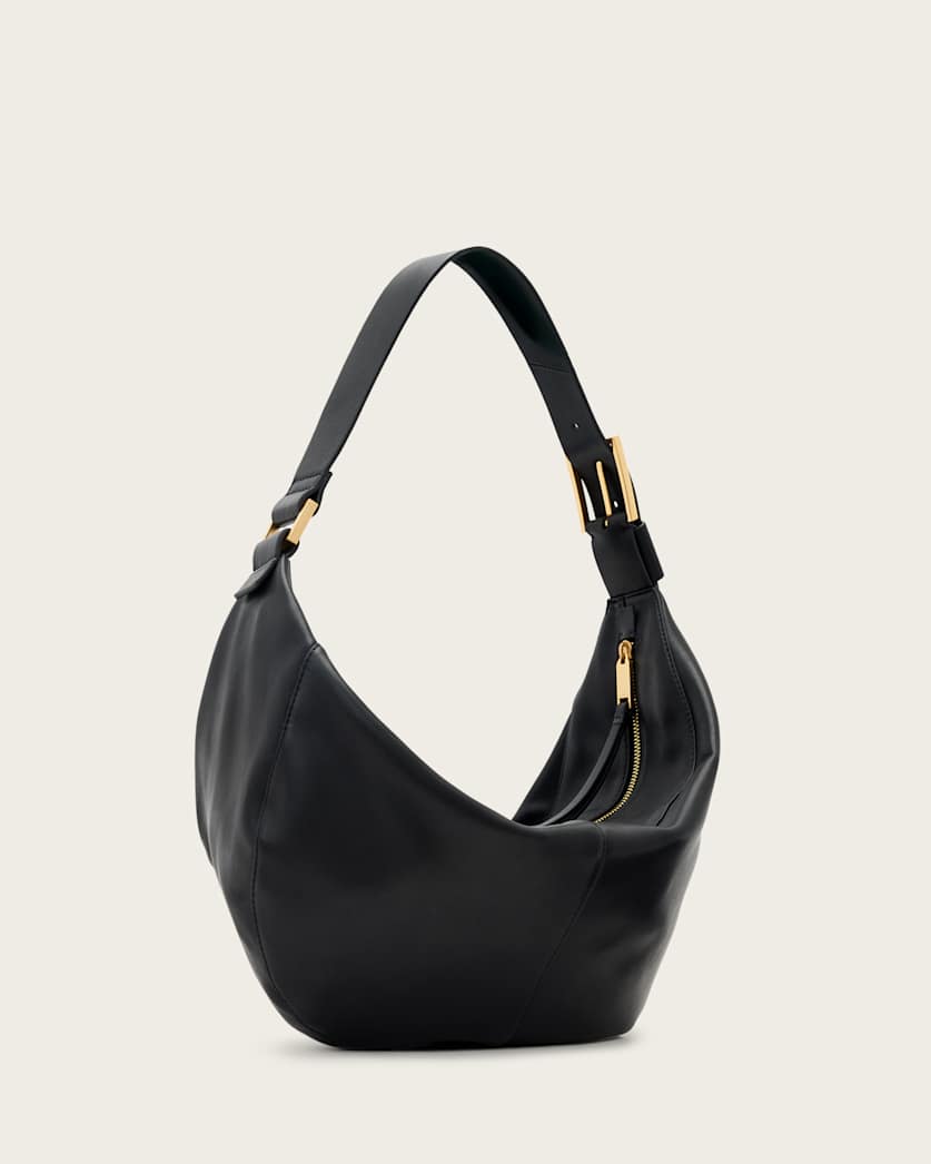 Luna Slouchy Leather Shoulder Bag Black | ALLSAINTS US